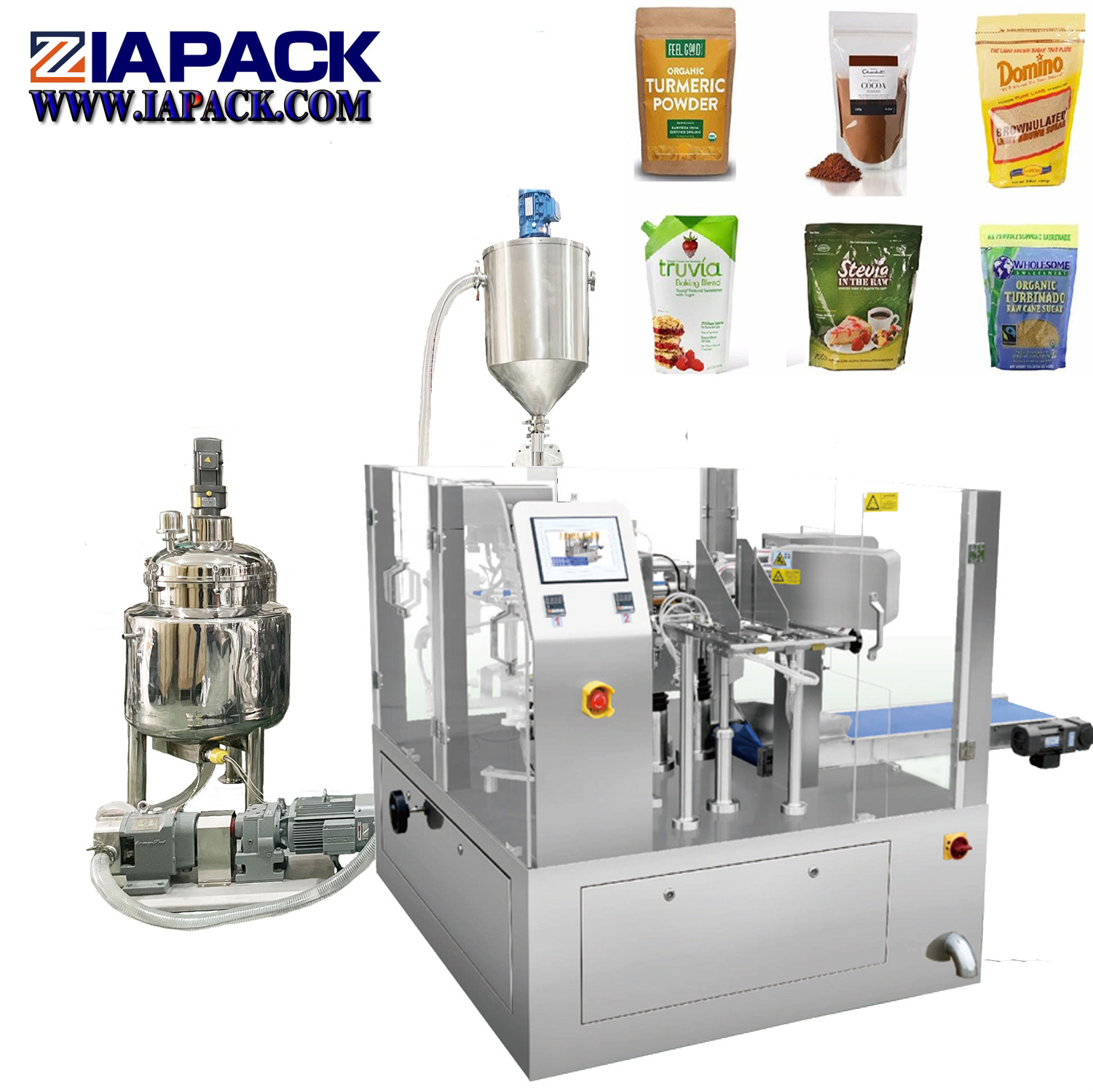 Automatic pre-made bag fill seal packaging with pistion filler for liquid & paste - IAPACK